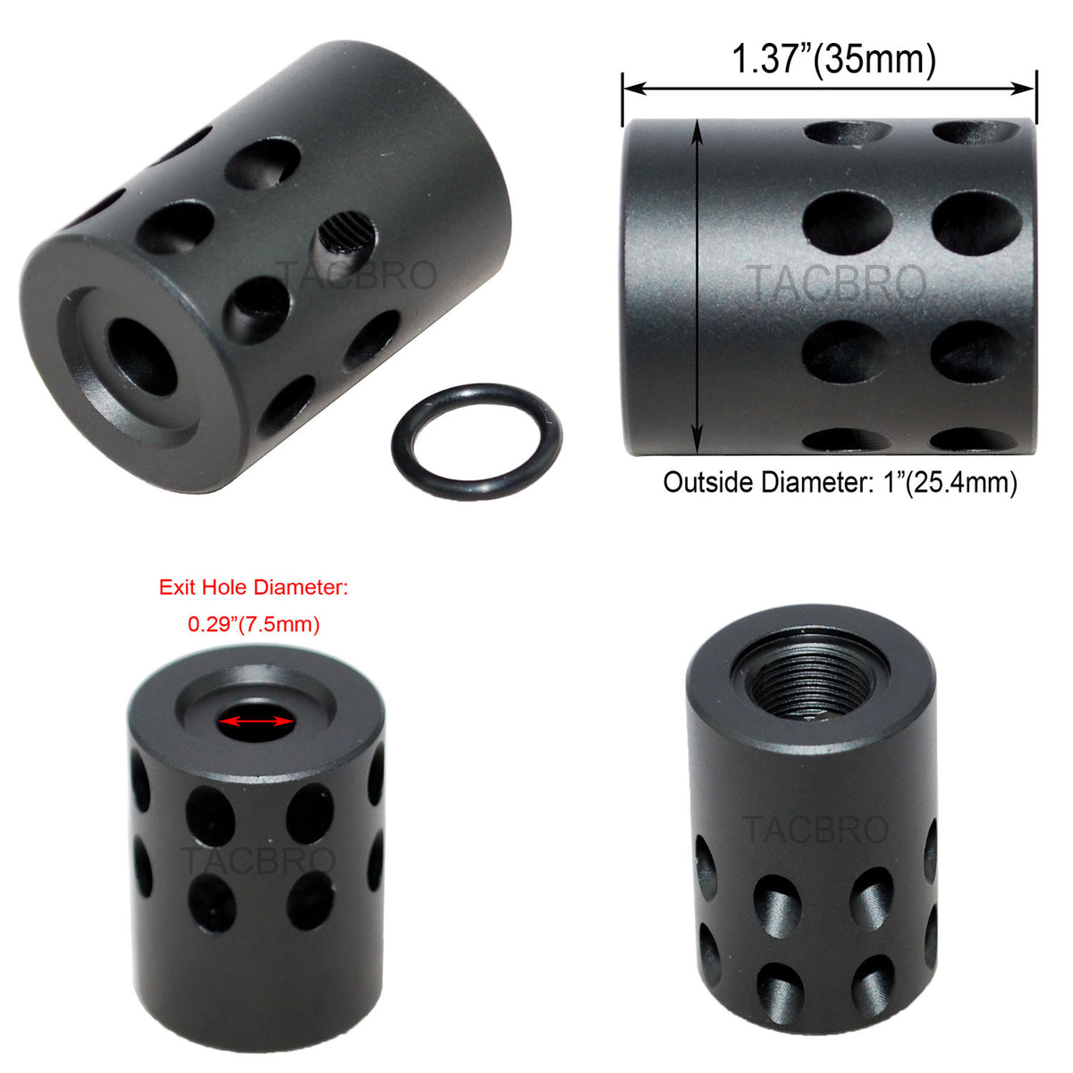 Aluminum .22LR Ruger Mark IV 22/45 1/2"x28 TPI Muzzle Brake Compensato ...
